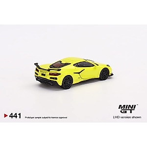 True Scale Miniatures Model Car Compatible for 2023 Chevrolet Corvette Z06 Accelerate Yellow 1/64 Diecast Model Car MGT00441