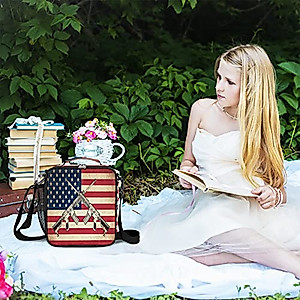 American Flag Insulated Lunch Bag for Kids, USA Flag Lunch Box Reusable Cooler Lunch Tote Bag with Shoulder Strap for School Travel Picnic