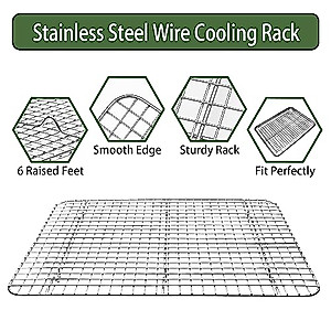 Baking Sheet Tray with Cooling Rack Set (2 Pans + 2 Racks), Stainless Steel Cookie Pan with Cooling Rack For Oven, Nonstick Baking Pan, Warp Resistant & Heavy Duty & Rust Free, Size 16 x 12 x 1 Inches