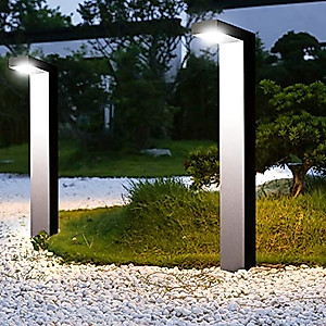 Inowel Light Outdoor Landscape Pathway LED Lights Modern Wired Driveway Lighting Decorative Bollard Lamp IP54 Waterproof Grey for Walkway Patio Garden,23.6In 120V