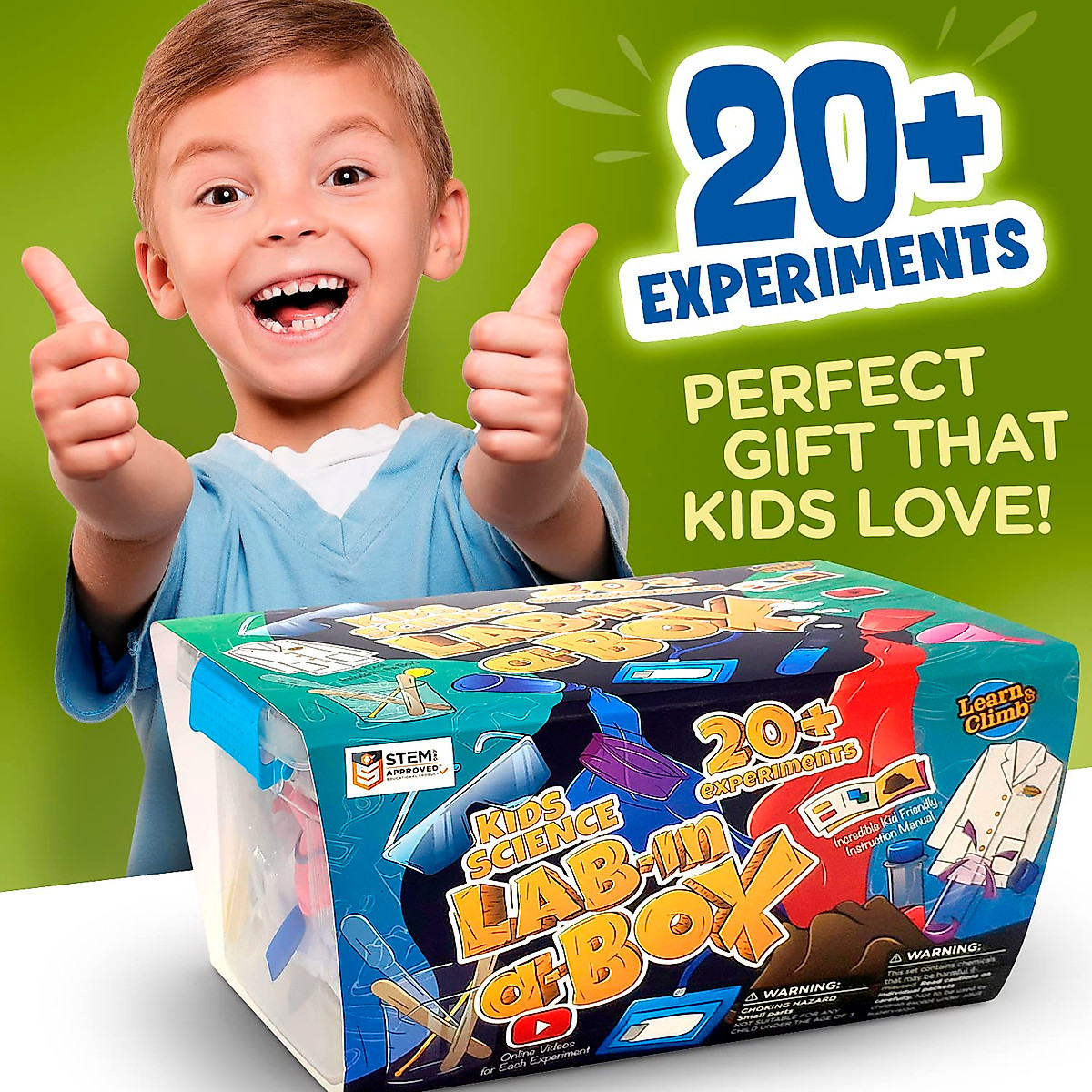 Science Kit for Kids Ages 3, 4, 5, 6, 7 - Over 20 Science Experiments - Lab Coat Included