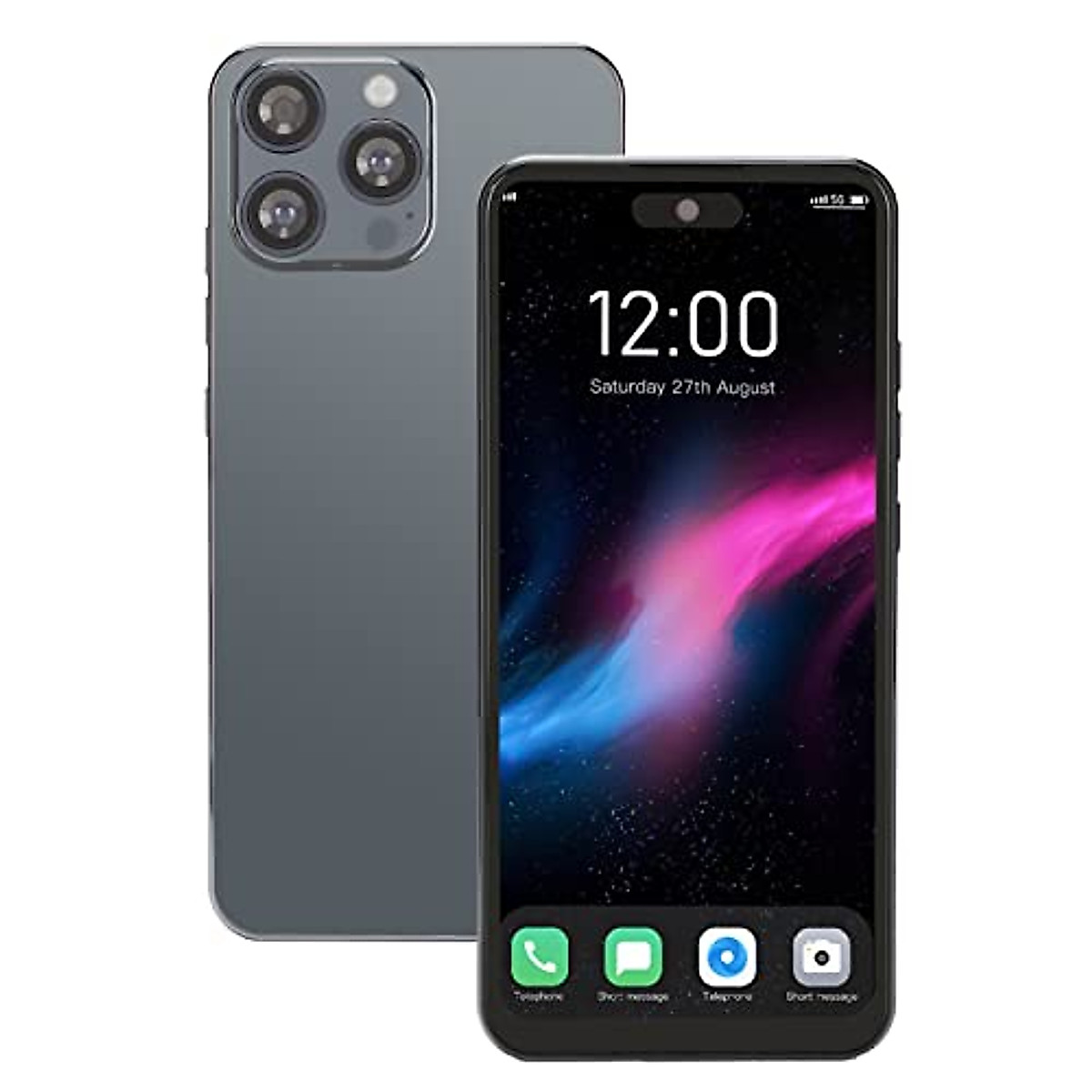 4G LTE Smartphone, US Plug 100‑240V 6.6 Inch Dual SIM Phones 12GB RAM 256GB ROM 12MP 24MP Camera GPS Type C Port for Entertainment (Black)