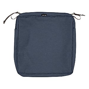 Classic Accessories Montlake Water-Resistant 19 x 19 x 3 Inch Square Outdoor Seat Cushion Slip Cover, Patio Furniture Chair Cushion Cover, Heather Indigo Blue, Patio Furniture Cushion Covers