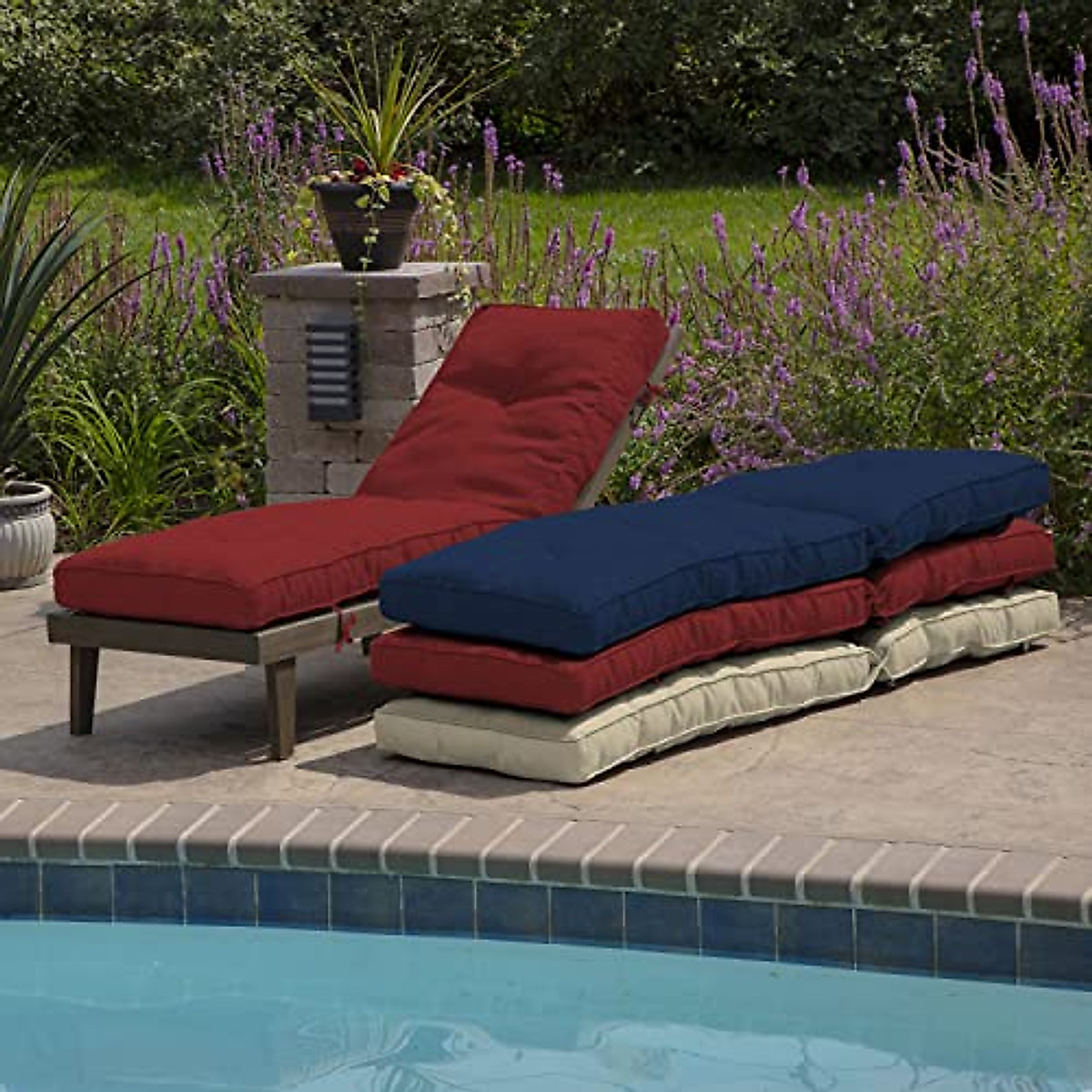 Arden Selections PolyFill Outdoor Chaise Lounge Cushion 76 x 22, Ruby Red Leala