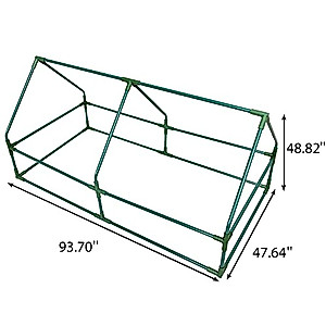 VERFARM Portable Greenhouse Kit for Raised Garden Bed with Roll-up Zipper Doors, Plants Hot House PE Cover for Protecting Plant from Cold Frost & Birds & Insects, Easy Access (8*4FT)