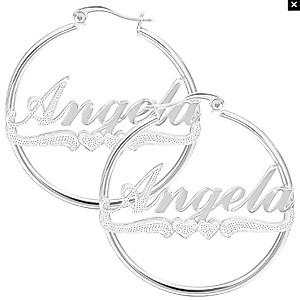Custom Personalized Name Hoop Earrings 18k Gold Plated Custom Made Any Name Earrings with Heart Initial Earring as a Gift for Women