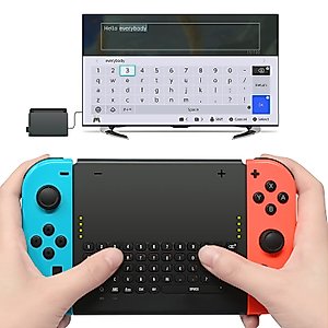 FYOUNG Wireless Keyboard Compatible with Nintendo Switch/Switch OLED, Wireless Gamepad Chatpad Message Keyboard for Switch, 2.4G USB Rechargable Handheld Remote Control Keyboard with a 2.4G receiver
