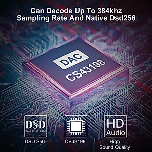 Lavaudio Headphone Amps Tiny Amplifier USB DAC, DSD256 Hi-Res HiFi Headphone Amplifier 3.5mm/Type C/Lightning/Lossless for Smartphones/PC/Laptop/Players(Lightning, Black) DS100