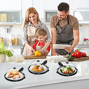 Fkprorjv Microwave Splatter Cover with Water Steamer, 10 inch Clear Microwave Plate Cover for Food, Splatter Guard Microwave Lid for Microwave Oven, Kitchen Gadgets Accessories, Black