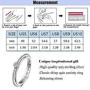 ZOEXUE Anxiety Ring for Women: Sterling Silver Spinner Rings for Sister Stress Relief Band Fidget Ring Nothing Can Stop You Motivational Jewelry Gifts for Loved Ones
