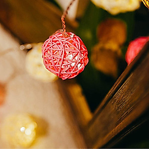 HaiMay 45 Pieces Wicker Rattan Balls Decorative for Vase Fillers,Bird Toys,Garden,Party,Wedding,Table Decoration,1.8 Inch(Pink)