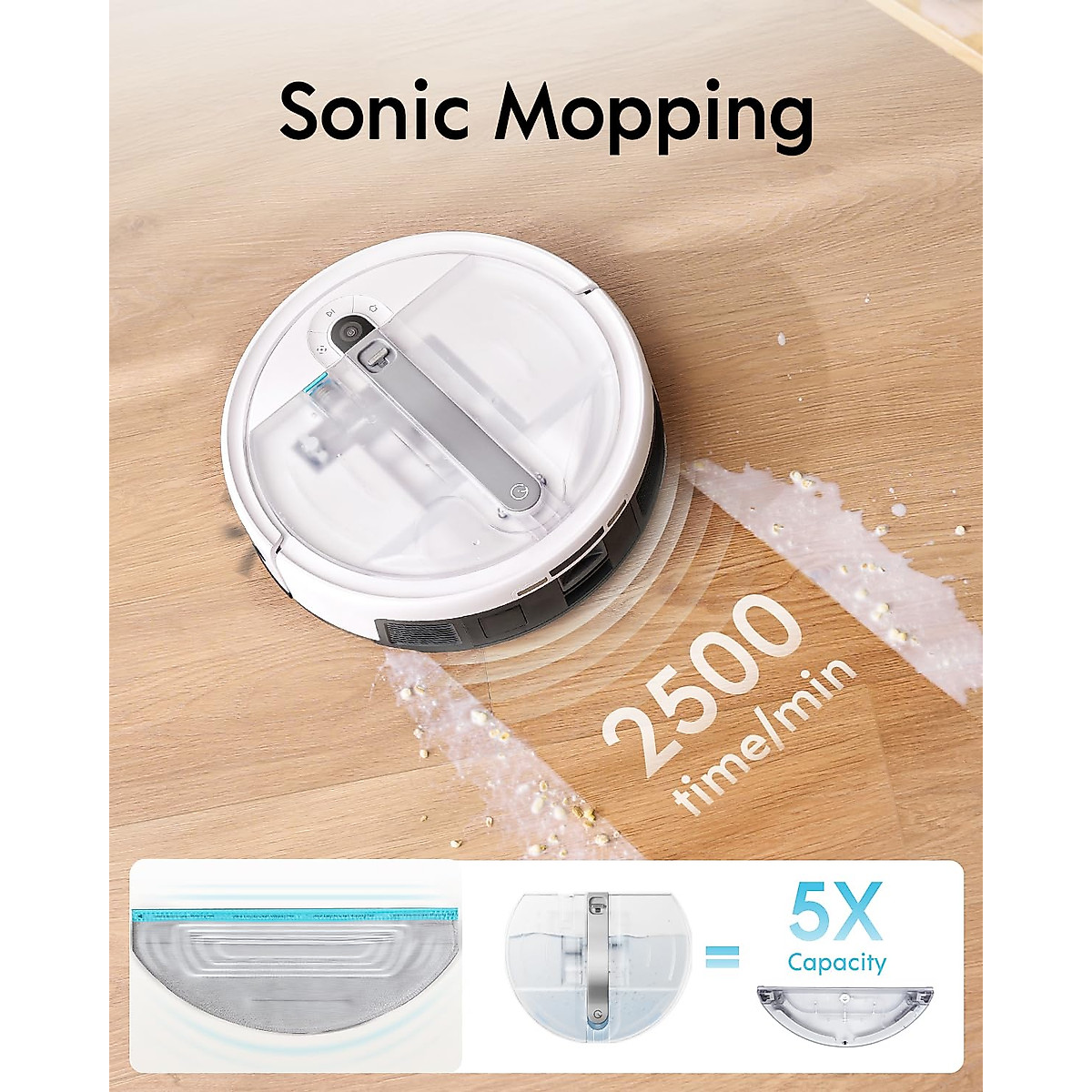 Yeedi Cube Robot Vacuum and Mop, Self Mop Drying and Washing, Self Emptying, 8mm Auto Mop Lifting, 2cm Obstacle Climbing, Sonic Mopping, 1L Water Tank, for Hard Floors, Carpet