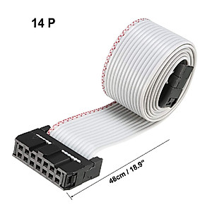 uxcell IDC Gray Wire Flat Ribbon Cable 14 Pins 48cm Length 2.54mm Pitch Type-B