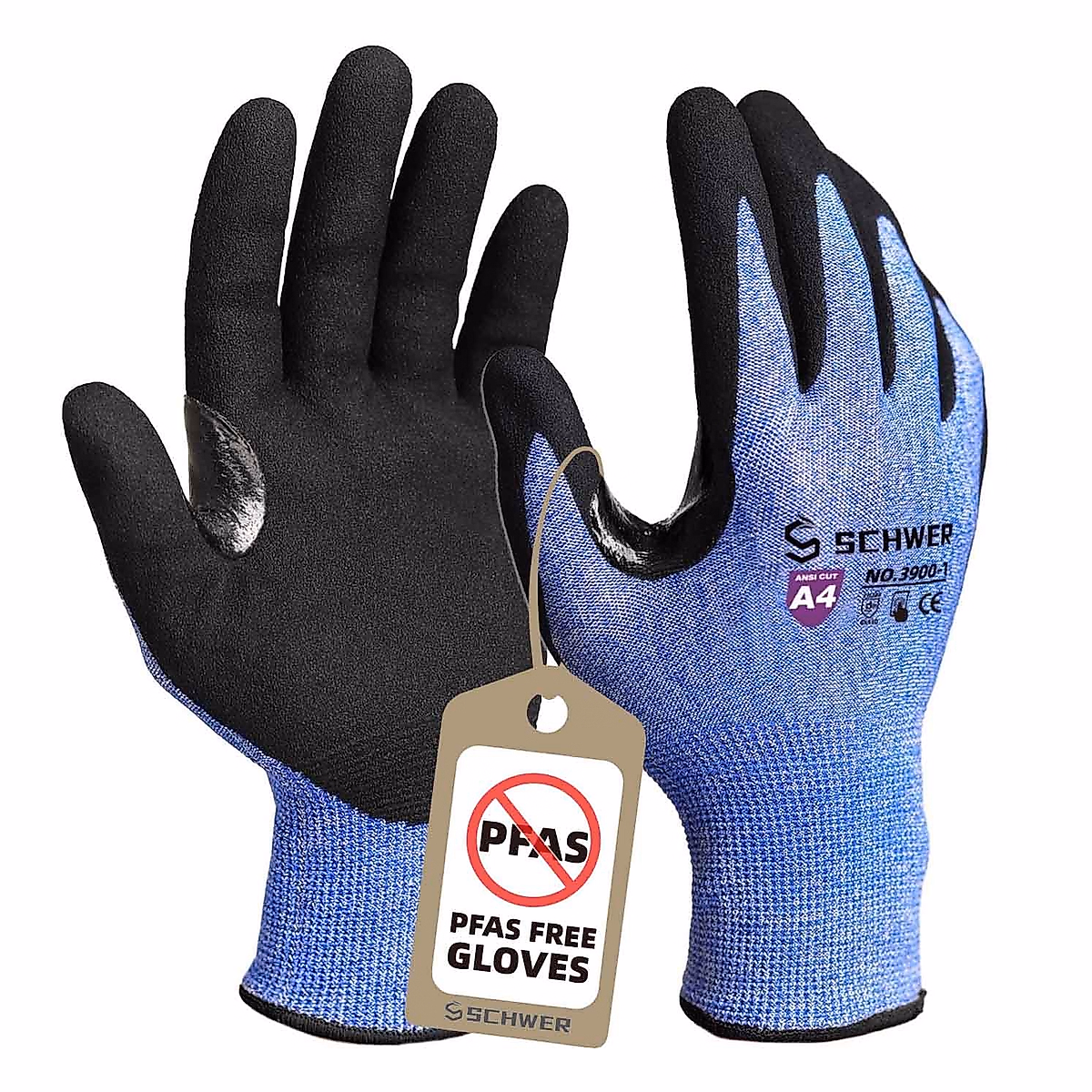 Schwer AIR-SKIN Cut Resistant Gloves AR3900 with Extreme Lightweight & Thin, ANSI A4 Wire Metal Gloves for Refined Work, Touch-screen, Fiberglass-free, 3D-Comfort Fit, Breathable, PFAS Free, 1 Pair,S