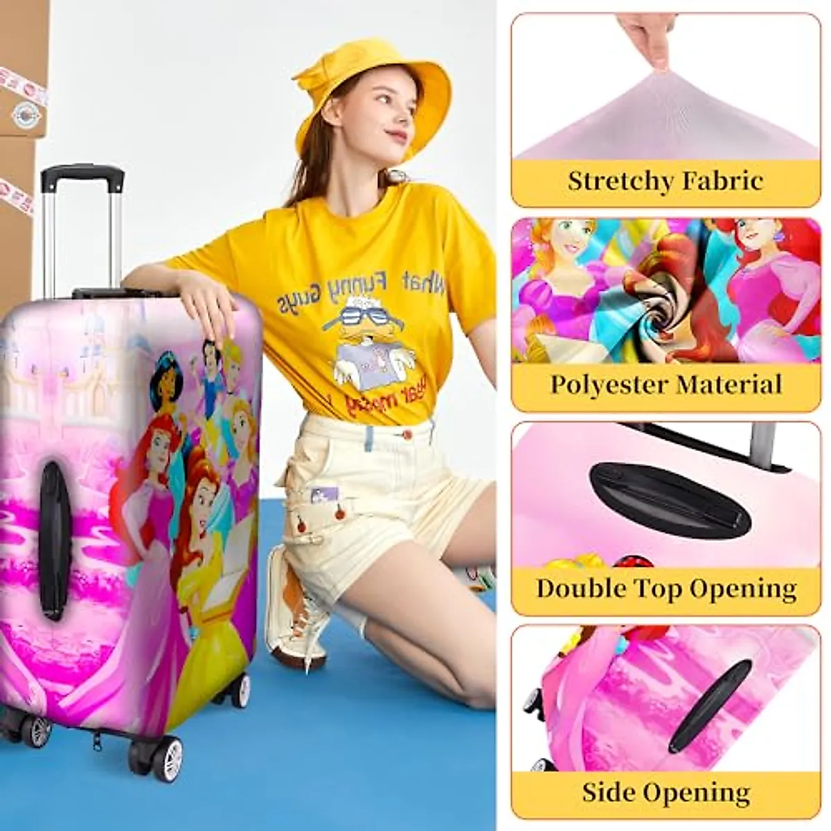 Midternal Suitcase Cover Luggage Covers Protector Carry On Cover Luggage Wraps for Suitcase Carry On Protector Cute Princess Luggage Sleeve Travel Suit Case Dust Cover for Suitcase 18-20 Inches