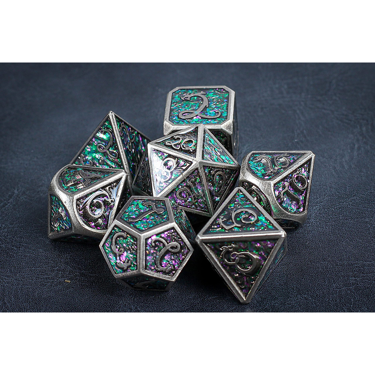 Mystical Forest of Elf DND Metal Dice Set for Dungeons and Dragons Gifts, D&D, D and D, Pathfinder, Accessories, D20, Polyhedral, Resin Dice, Metal, Dice Tray, Tower, Bag, Box