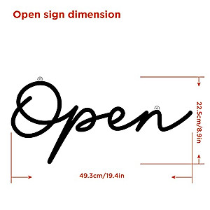 Open Sign for Business Neon Open Sign for Office Open Sign Led for Bar Shop Store Restaurant LED Open Sign w/12V Power Adapter Open Neon Sign w/Remote Controller 8 LED Lighting Modes 20"x9"(White)