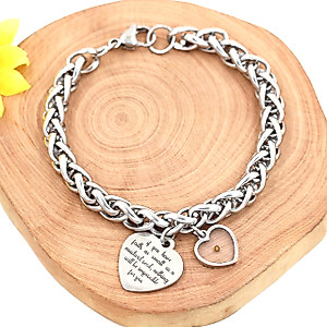 Cool Stainless Chunky Thick Large Link Chain Bracelet with Faith Mustard Seed Charm for Men Women Length 7.9" * Width 8mm (8mm-Heart Charm)