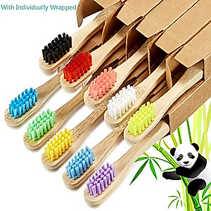 10 Pieces Kids Bamboo Toothbrush Natural Soft Bristle Toothbrush Wooden Toothbrushes Toddlers Adults Natural Wood Organic Toothbrush BPA-Free Color Travel(Kids)
