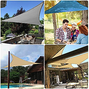 BOJEDA Triangle Sun Shade Sail Waterproof and UV Block for Outdoor Facility and Activities Perfect for Outdoor Patio Garden Oxford Cloth Sunshade sail (12 * 12 * 12 ft, Grey)