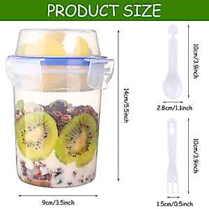 4 Packs 17 Oz Overnight Oats Containers with Lids and Spoons Large Capacity Leakproof Overnight Oats Jars Oatmeal Container Plastic Yogurt Jars Breakfast On the Go Cups for Fruit Vegetable Meal Prep