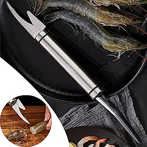 Shrimp Deveiner Tool and Shrimp Peeler, 5 in 1 Multifunctional Shrimp Line Knife (With Cleaning Cloth)
