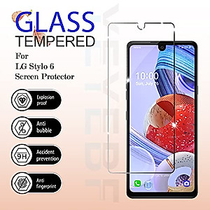 LG Stylo 6 Screen Protector By YEYEBF, [2 Pack]Full Coverage Tempered Glass [Case-Friendly][Bubble-Free][3D Glass] Screen Protector Glass For LG Stylo 6