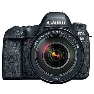 Canon EOS 6D Mark II DSLR Camera w/EF 24-105MM F/4 L is II USM Zoom Lens + 128GB Memory + Case + Tripod + Filters (34pc Bundle) (Renewed)