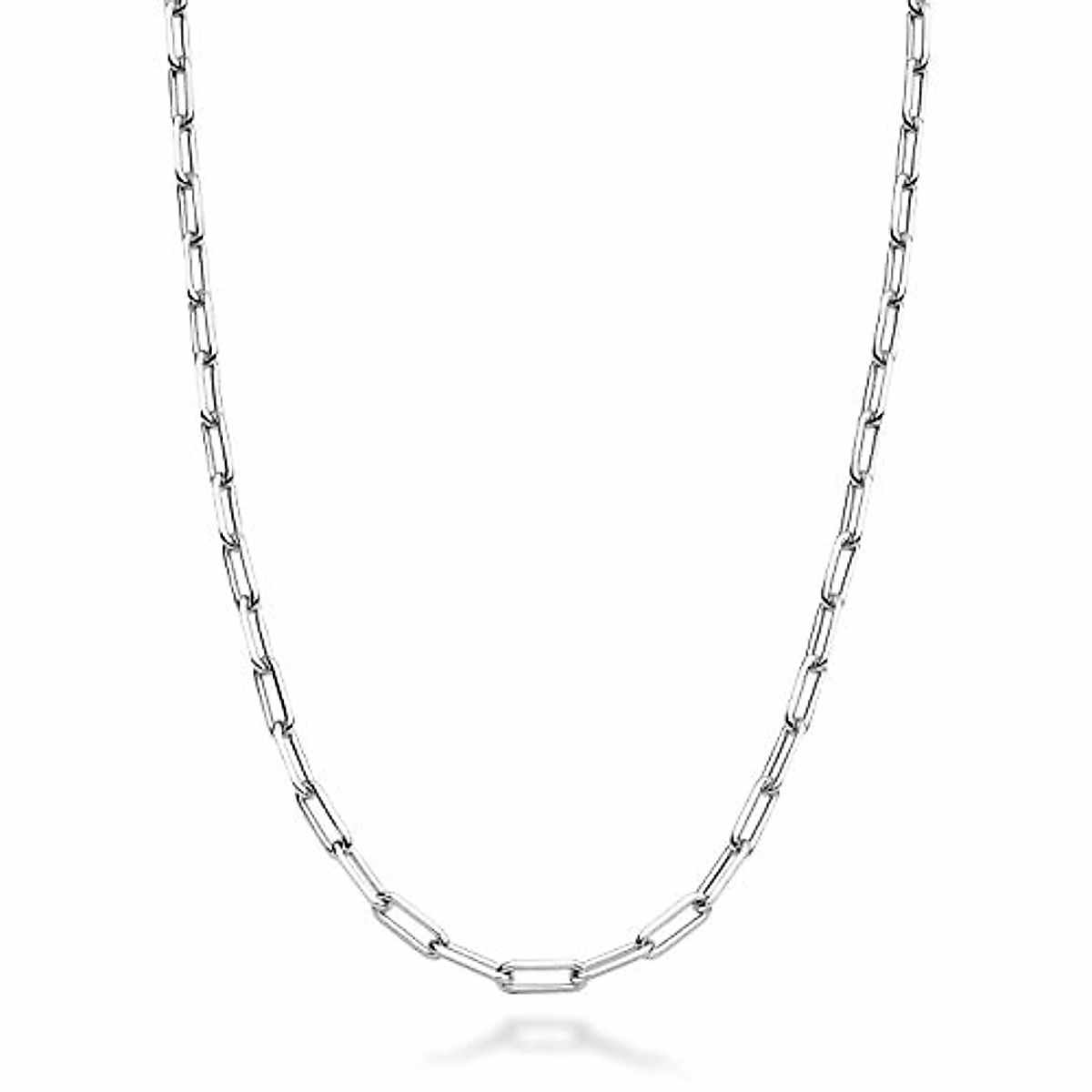 Miabella Solid 925 Sterling Silver Italian 2.5mm Paperclip Link Chain Necklace for Women Men, Made in Italy (Length 20 Inches)