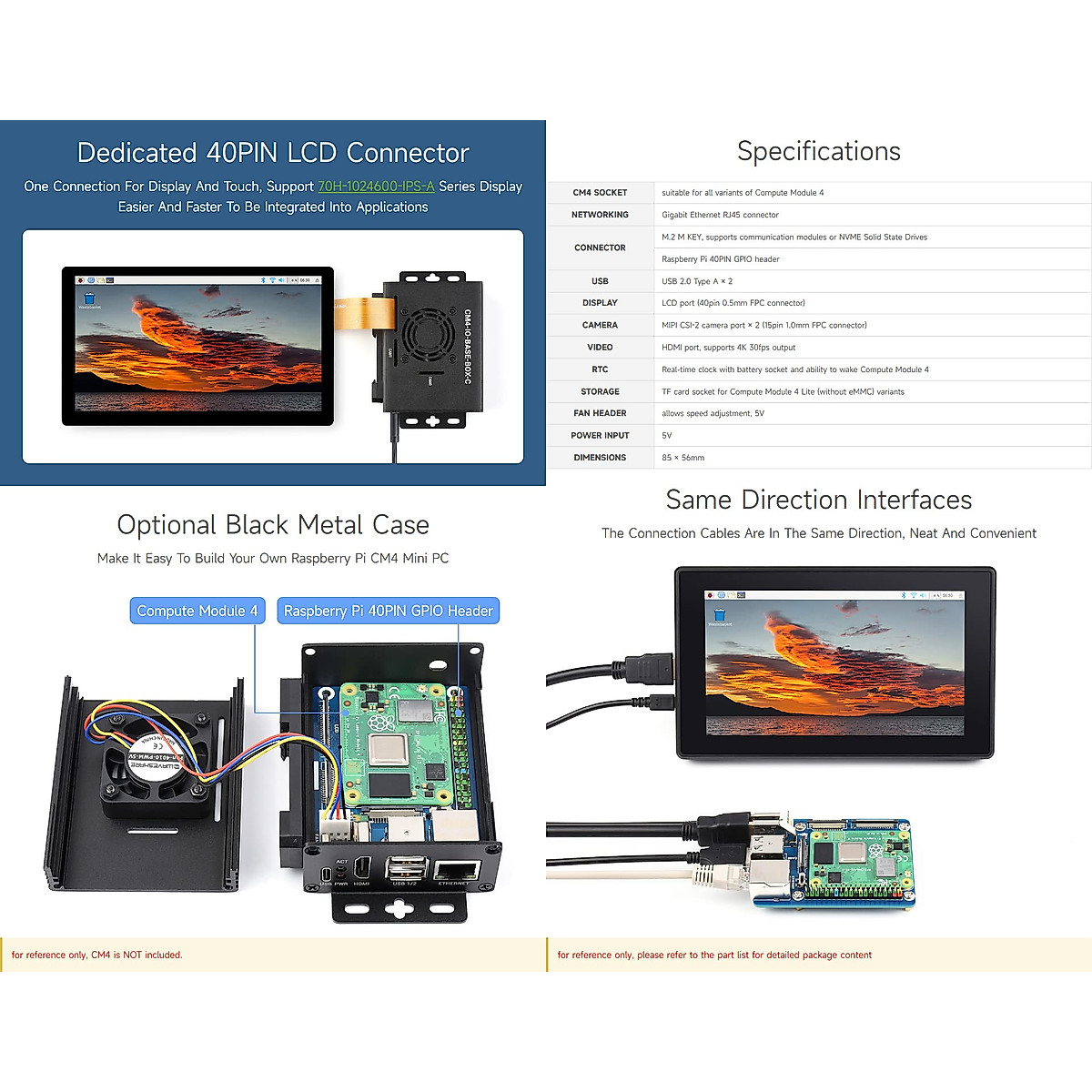 Waveshare Mini-Computer Advanced Version, Designed for Raspberry Pi Compute Module 4