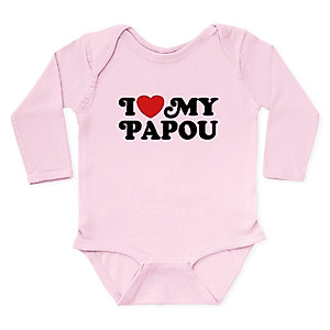 CafePress I Love My Papou Long Sleeve Infant Bodysuit Unisex Long Sleeve Baby Bodysuit Infant Romper Petal Pink