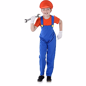 Red Plumber Video Game Guy Child's Costume Medium 5-6