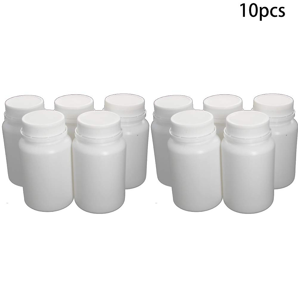 Bettomshin 10pcs 150g PE Plastic Bottles, Wide Mouth Lab Solid Bottles, White Solid Sample Seal Sample Storage Solid Bottle for Holding Hold Solid Medicines