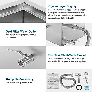 IRONWALLS 40 lb Grease Traps for Restaurants Under Sink, Stainless Steel Commercial Grease Interceptor Trap Side Inlet with Dual Water Outlet, Waste Water Oil-Water Separator for Home Kitchen, Cafe