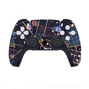 PlayVital Galaxy Geometric Full Set Skin Decal for ps5 Console Disc Edition, Sticker Vinyl Decal Cover for ps5 Controller & Charging Station & Headset & Media Remote