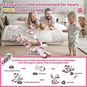 FUUY Robot Dog Toys for Girls Toys Interactive Robot Toy FollowMe Robot for Kids 5-7 Intelligent Remote Control Dog with Sing Dance AI Robotics for Kids Age 3 4 5 6 7 Chrismas Birthday Gifts Girls