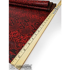 Vinyl Fabric Embossed Texture Rattlesnake Fake Leather Sold by The Yard (Ruby Red)