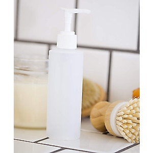 6 oz Clear Natural Refillable Plastic Squeeze Bottle with White Lotion Pump Dispenser (12 Pack)