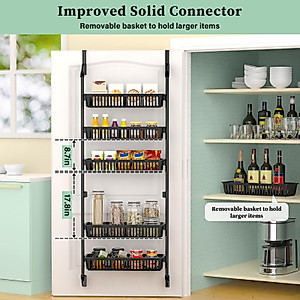 Ubooop Over the Door Organizer, 6-Tier Mesh Basket Hanging & Wall Mounted for Pantry, Spice Rack with 6 Adjustable Baskets pefect for Kitchen, Bathroom, Bedroom