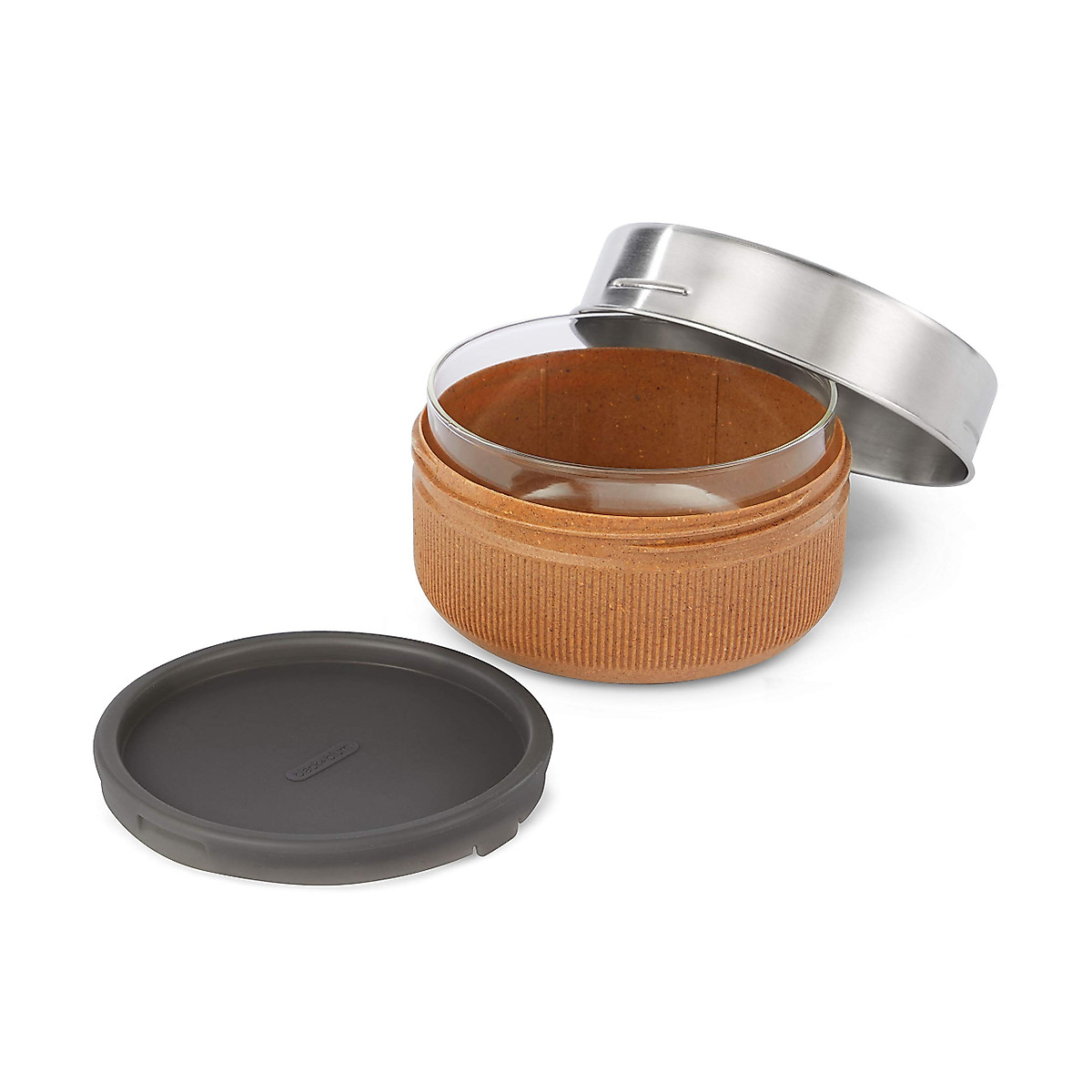 BLACK + BLUM Glass Lunch Bowl | Leak-Proof Oven Safe Meal Prep Lunch Box Food Container, Almond, 25 fl oz / 750 ml