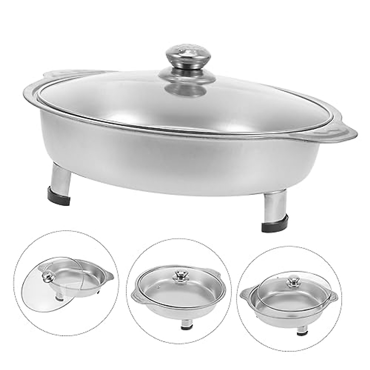 YARNOW Buffet Food Holder Flat Buffet Tray Rectangular Buffet Serving Plate Stainless-Steel Plate for Buffet Grilled Fish Plate Food Rack Chafing Dish Dining Table Metal Stainless Steel