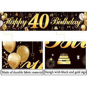 Happy 50th Birthday Banner,Birthday Party Sign Backdrop Banner For Men Women Cheer to 50 Years,Durable Black&Gold Glitter Birthday Sign Yard Sign For 50th Birthday Party Decoration Supplies(50 Black)