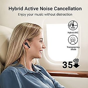 TCL S600 Wireless Earbuds with 6 Built-in Mics Dual Bluetooth Headphones Active Noise Cancellation Auriculares Inalámbricos IPX5 Waterproof Premium Deep Bass Headset 32H for Sports Work Gaming, Black