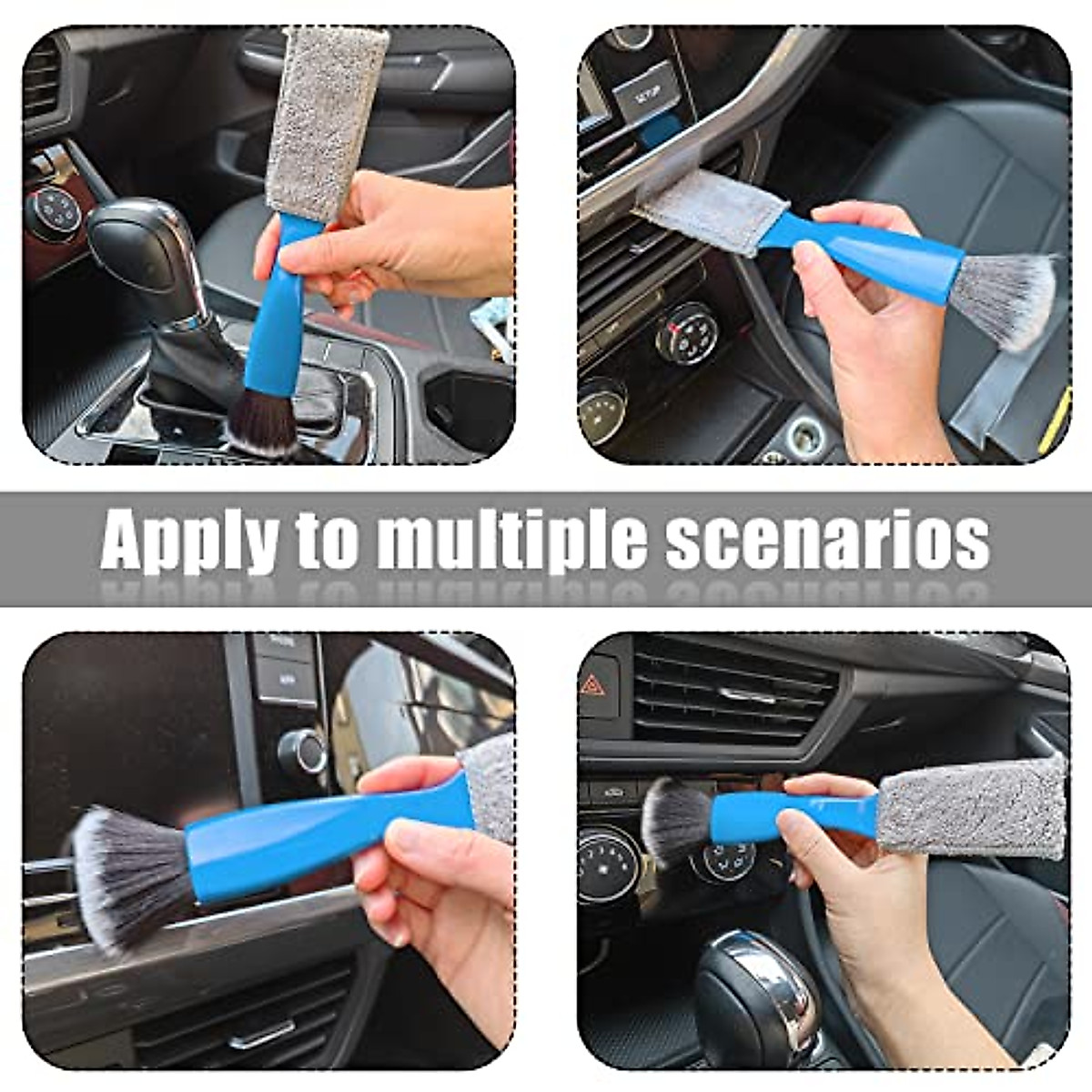 2PCS Double Ended Portable Cleaning Brush, Car Cleaning Brushes, Air Conditioner air Outlet Cleaning Brush, Auto Interior Detailing Brushes, Soft Bristles Brush