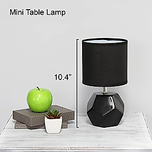 Simple Designs LT2065-BLK Round Prism Mini Table Lamp with Matching Fabric Shade, Black