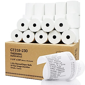 Gorilla Supply Thermal Paper Receipt Roll 3-1/8" x 230' BPA Free 50 Rolls