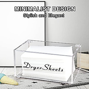Acrylic Dryer Sheet Dispenser with Lid, Clear Dryer Sheet Holder for Laundry Room Decor and Accessories, Modern Style Fabric Softener Dispenser Transparent Container for Laundry Room Organization