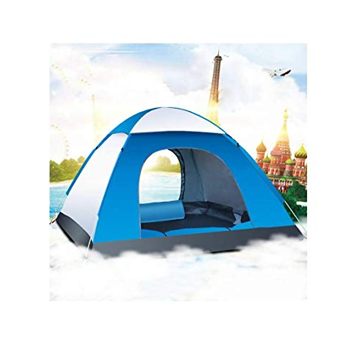 Instant Pop Up Camping Tent Waterproof 3-4 Person Camping Tent, Quick Set Up, Outdoor Hiking Backpacking Tent Shelter (B)