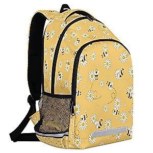 UOYO Bee Backpack for Toddler Girls, Honeybee Daisy School Book Bag with Chest Strap and Reflective Strip Travel Laptop Casual Shoulder Bags Outdoor Hiking Daypack