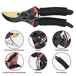 8" Professional pruners for tree trimming，rose snips，rose cutters tools，gardening shears，garden shears，Bypass Pruning Shears，Hand Pruners